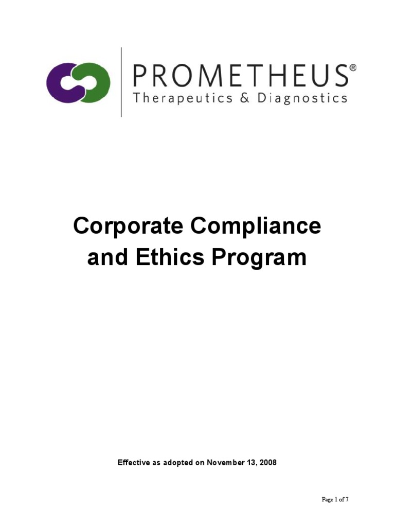 Corporate Compliance and Ethics Program: Effective As Adopted On ...