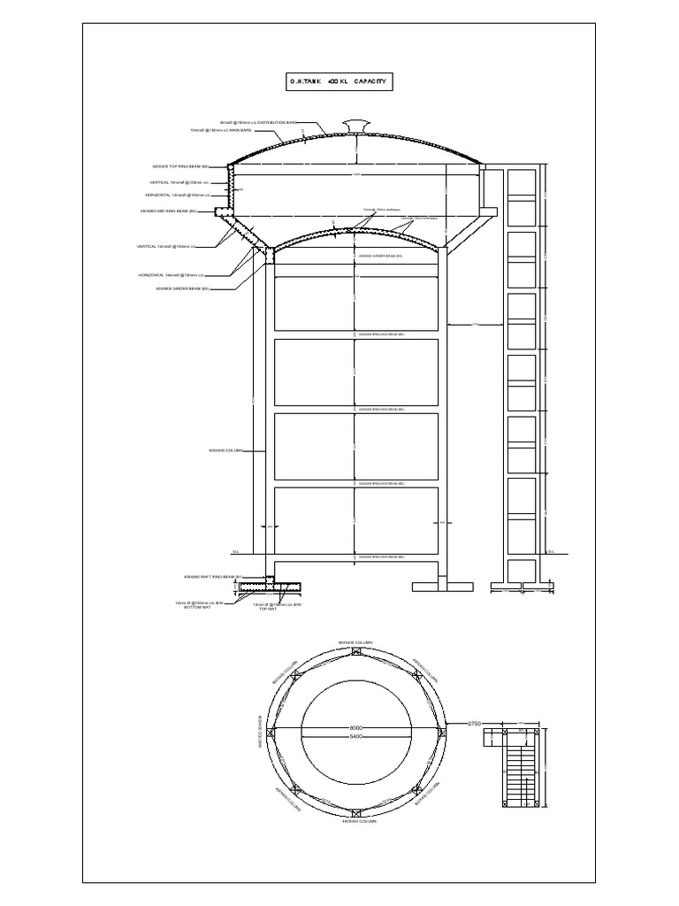 O.H.Tank 400 KL Capacity: 400X400 COLUMN | PDF | Structural Engineering ...