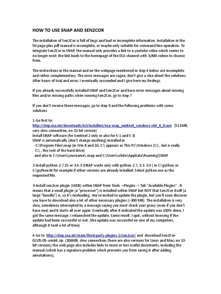 Sen2Cor Within ESA SNAP | PDF | Zip (File Format) | Command Line Interface