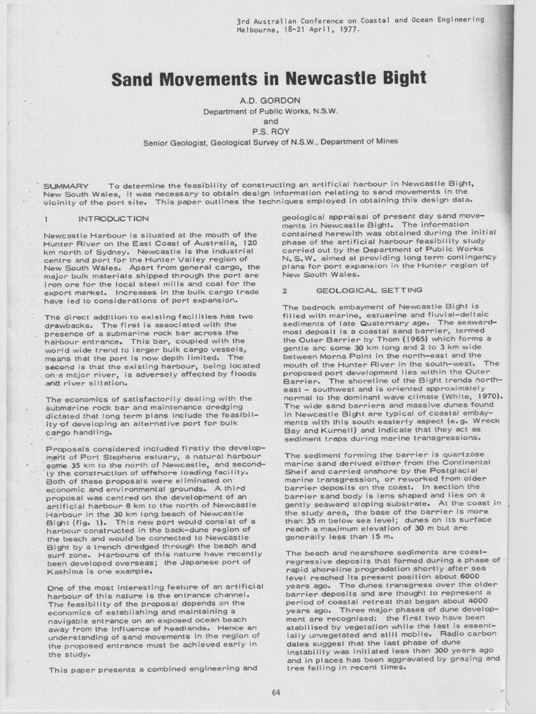 Sand Movements in Newcastle Bight | PDF