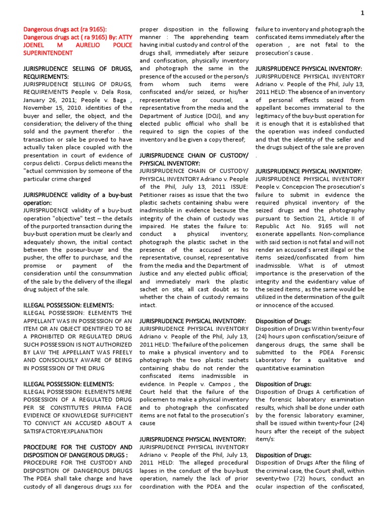 Dangerous Drugs Act (Ra 9165) : Dangerous Drugs Act (Ra 9165) By: ATTY ...