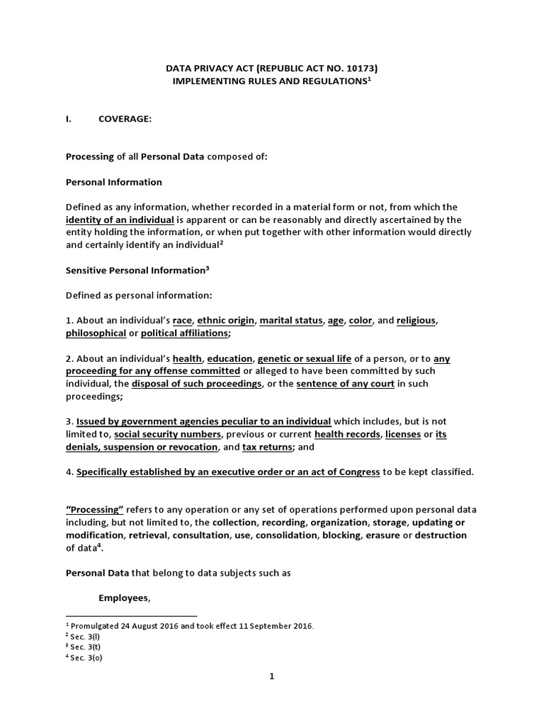 DATA PRIVACY ACT - Brief | PDF | Personally Identifiable Information | Privacy