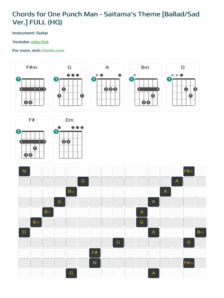Chordu Guitar Chords One Punch Man Saitama S Theme Ballad Sad Ver Full ...