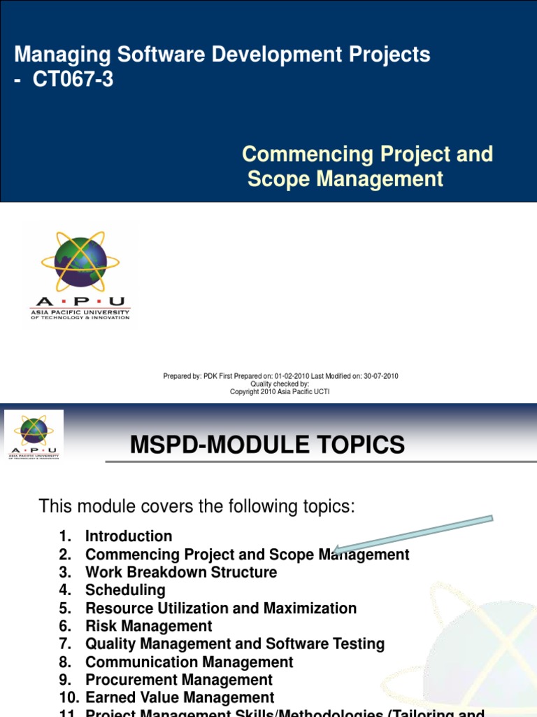 MSDP-02-Commencing Project and Scope-LV1 | PDF | Project Management ...