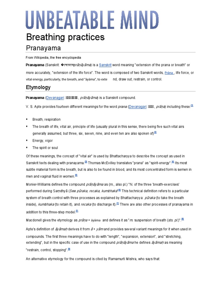 Understanding Pranayama: Breath Control | PDF | Buddhist Meditation ...