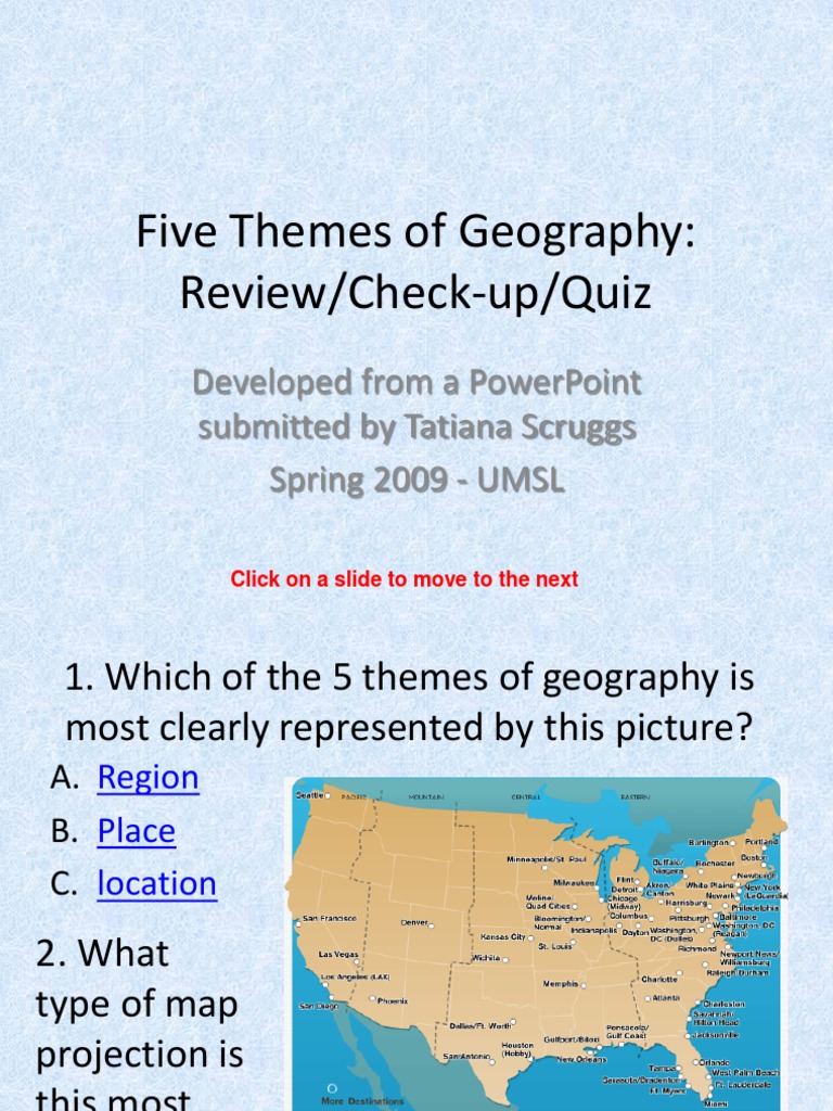 Geography 5 Themes Visual Test | PDF | Geography | Cognitive Science