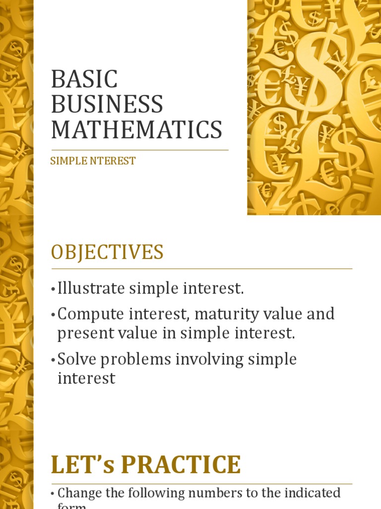 Basic Business Mathematics: Simple Nterest | PDF