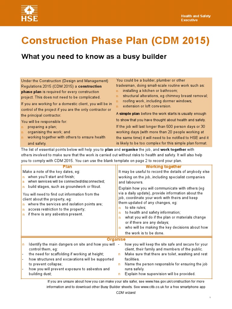 Construction Phase Plan (CDM 2015) : What You Need To Know As A Busy Builder | PDF | Asbestos ...
