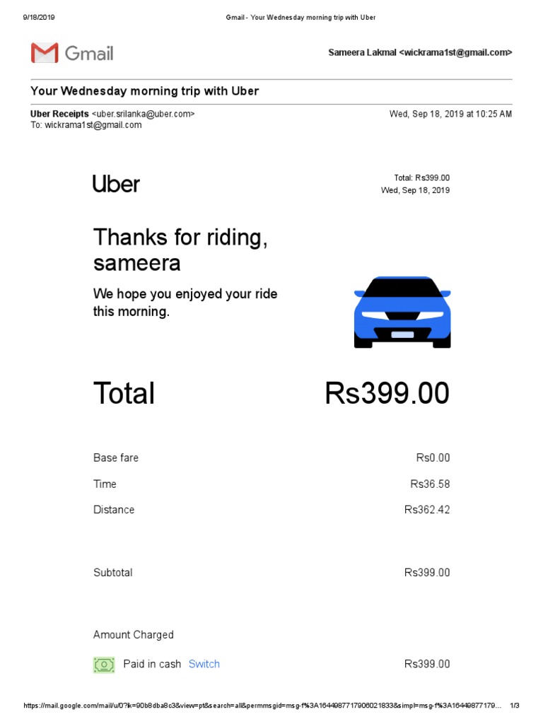 Your Wednesday Uber trip receipt and details | PDF | Business
