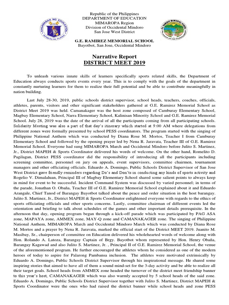 District Meet | PDF | Sports | Leisure