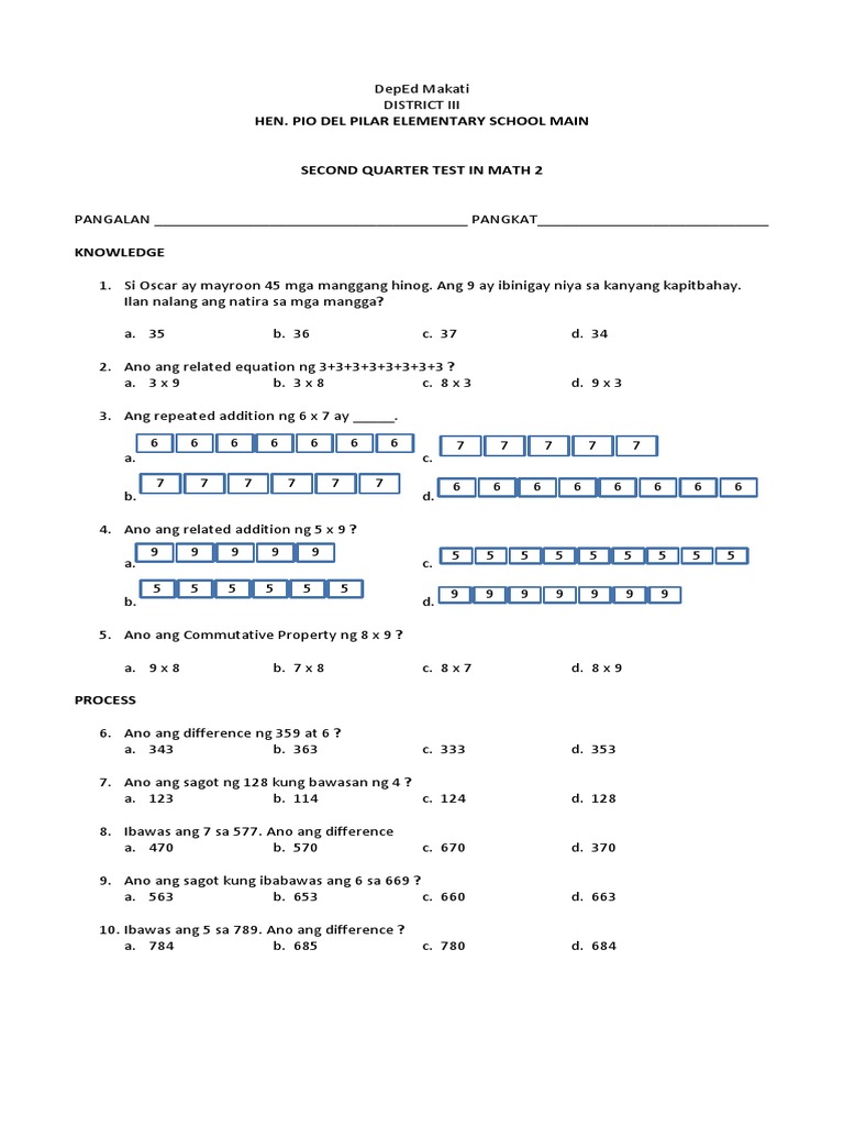 2nd Quarter Test Math 2 | PDF