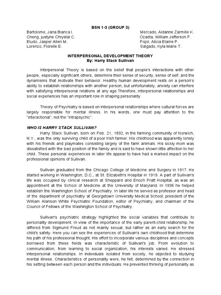 Interpersonal Theory Written Report | PDF | Interpersonal Relationships ...