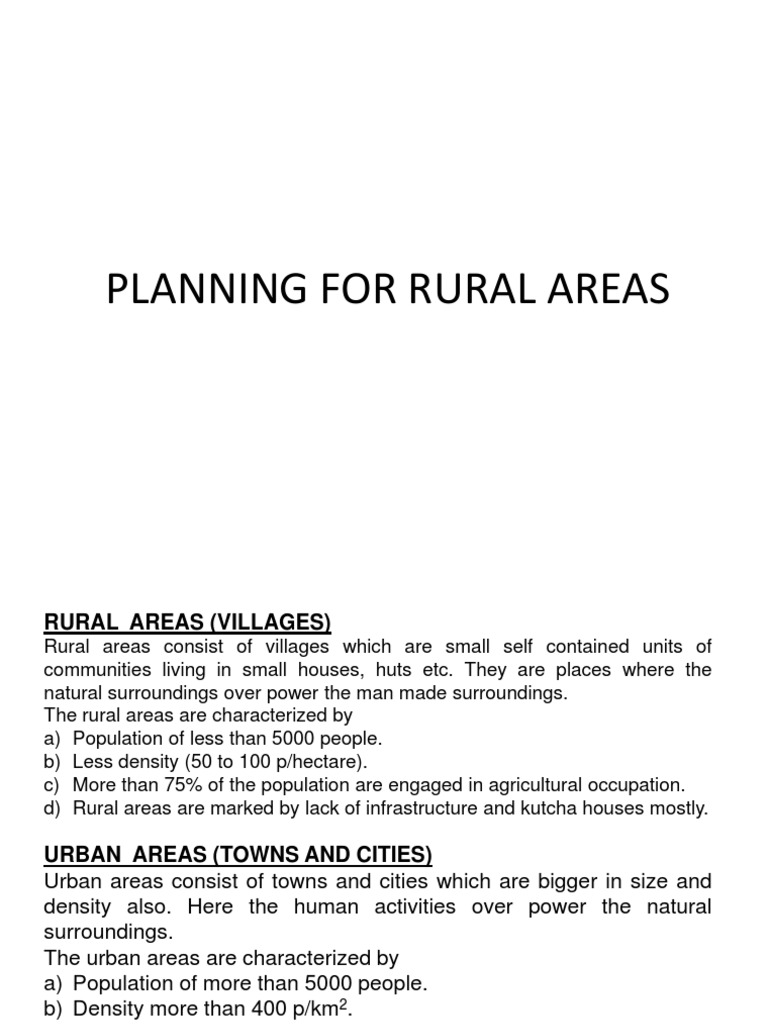 Planning For Rural Areas | PDF | Rural Area | Urban Area