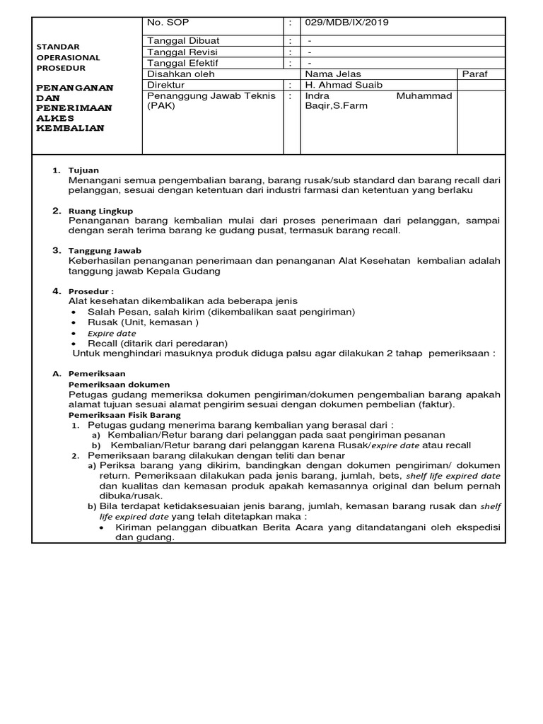 Sop Penarikan Barang Pdf