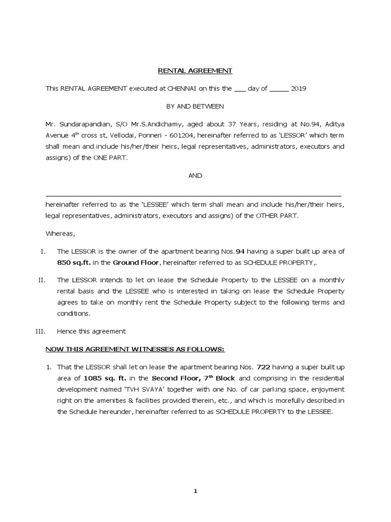 Rental Draft | PDF | Lease | Renting