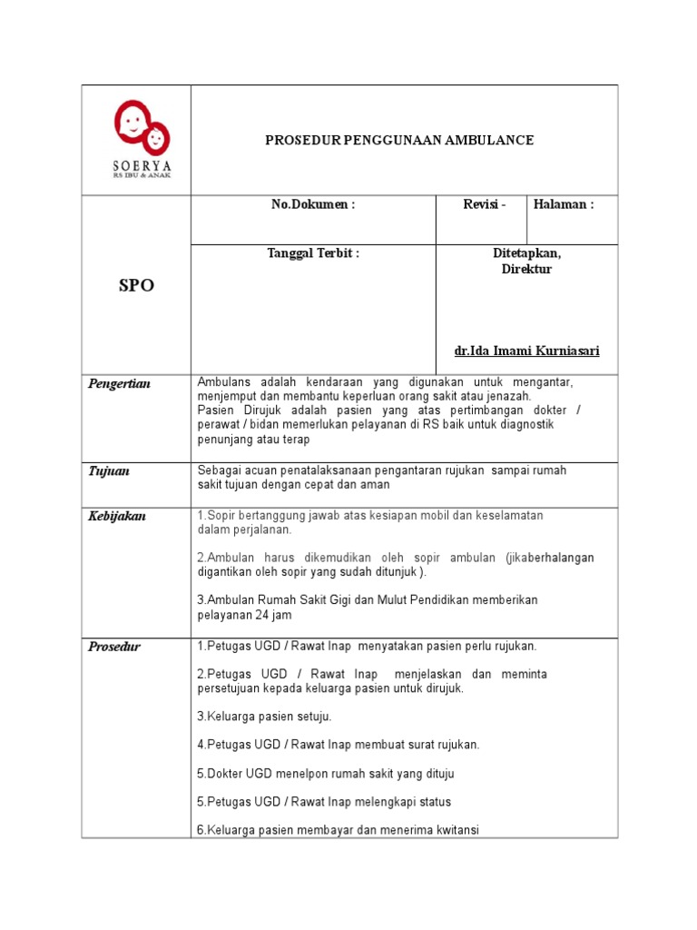 Prosedur Penggunaan Ambulance | PDF | Bisnis | Sains & Matematika