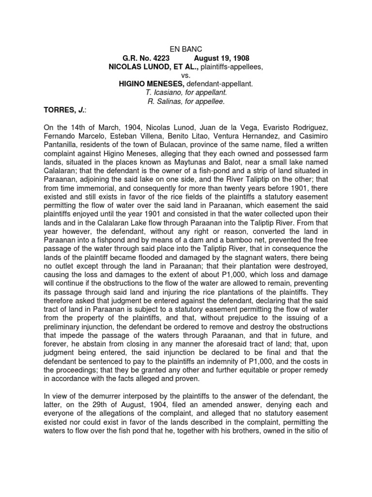 Lunod Vs Meneses | PDF | Easement | Judgment (Law)