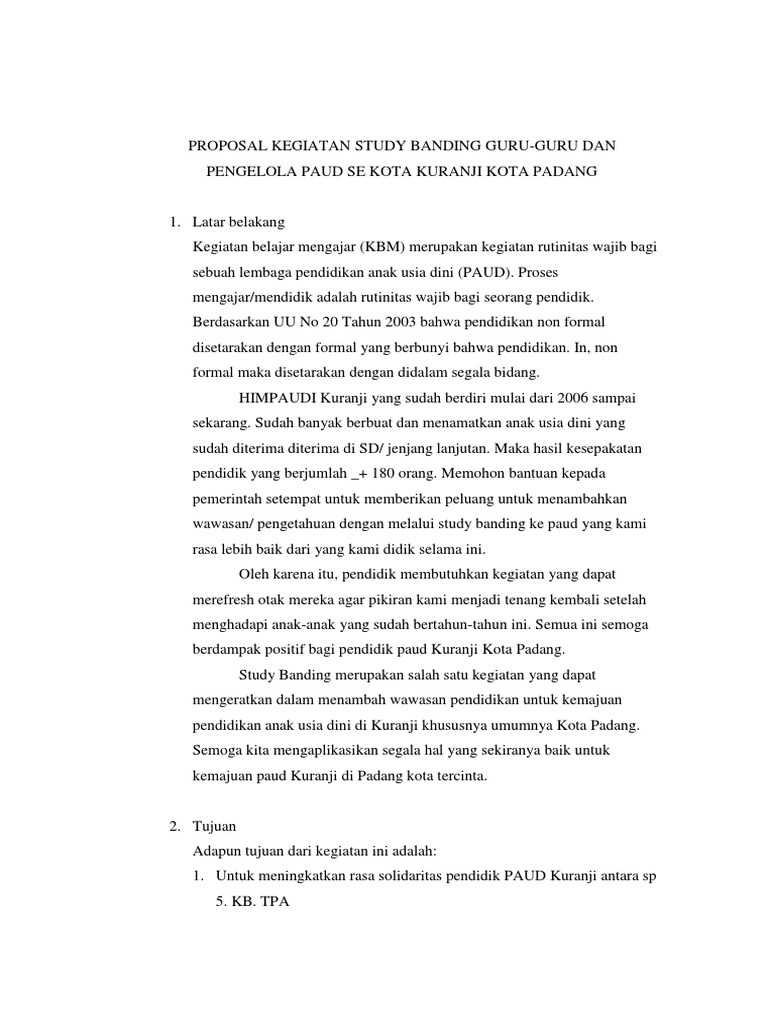 Proposal Kegiatan Study Banding Guru | PDF