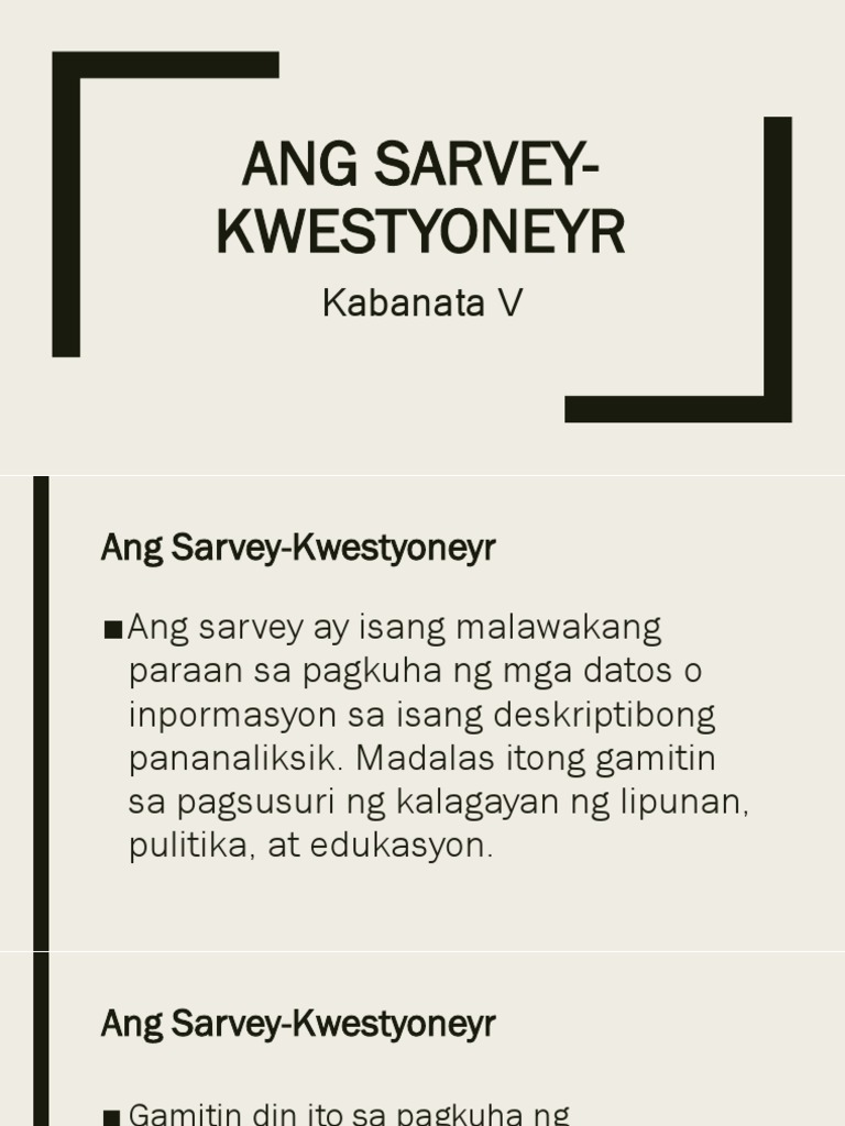 Ang Sarvey Kwestyoneyr | PDF