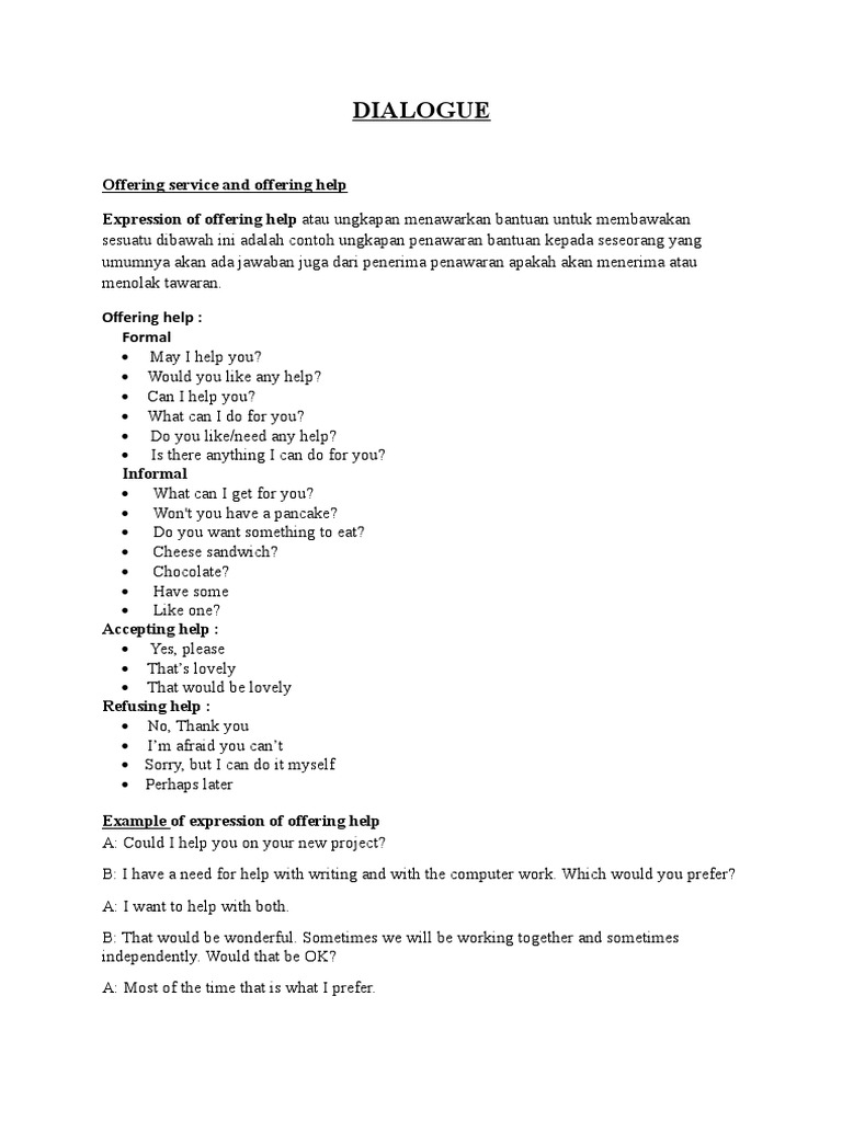 DIALOGUE Offering Service and Offering H | PDF