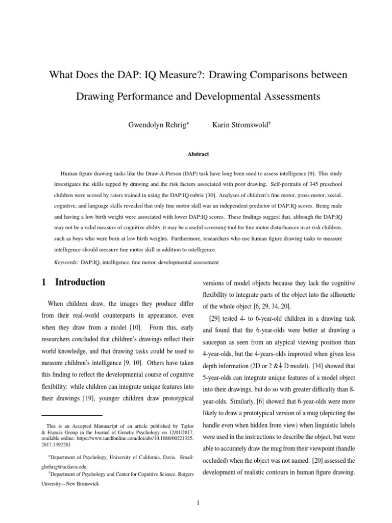 What Does The DAP: IQ Measure?: Drawing Comparisons Between Drawing ...