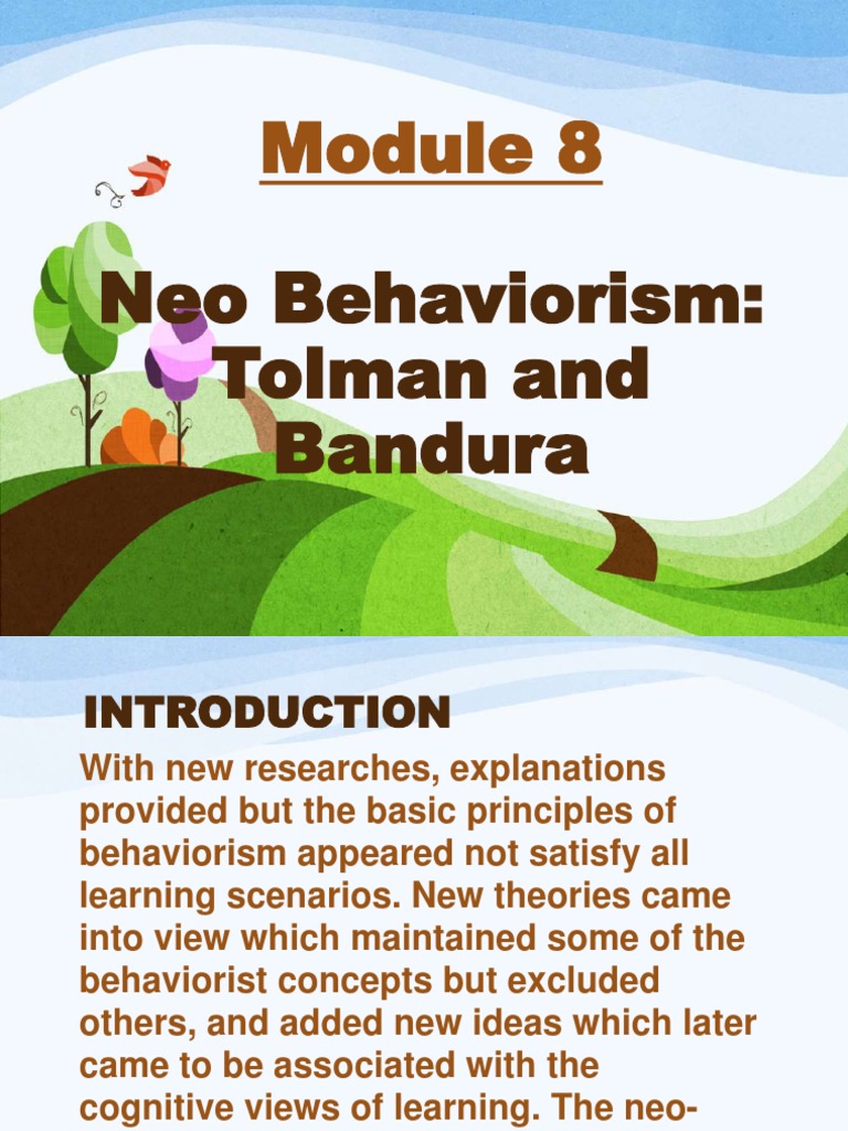 Neo Behaviorism: Tolman and Bandura | PDF | Behaviorism | Reinforcement