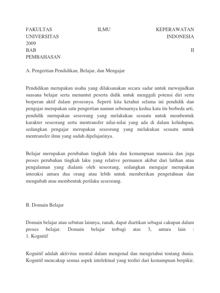 Domain Belajar dalam Pendidikan Keperawatan | PDF