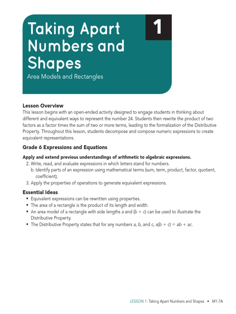 Ta Taking Apart Numbers and Shapes | PDF | Area | Multiplication