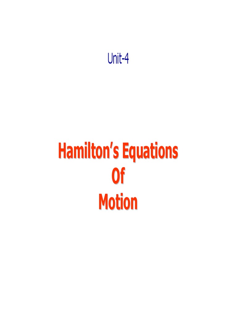 4 Hamilton's Equations | PDF | Lagrangian Mechanics | Hamiltonian Mechanics
