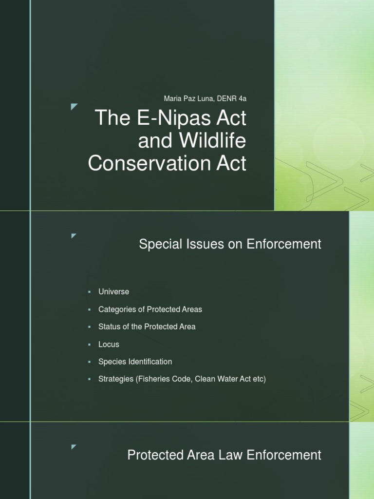 E-Nipas Act: Wildlife Protection Laws | PDF | Poison | Protected Area
