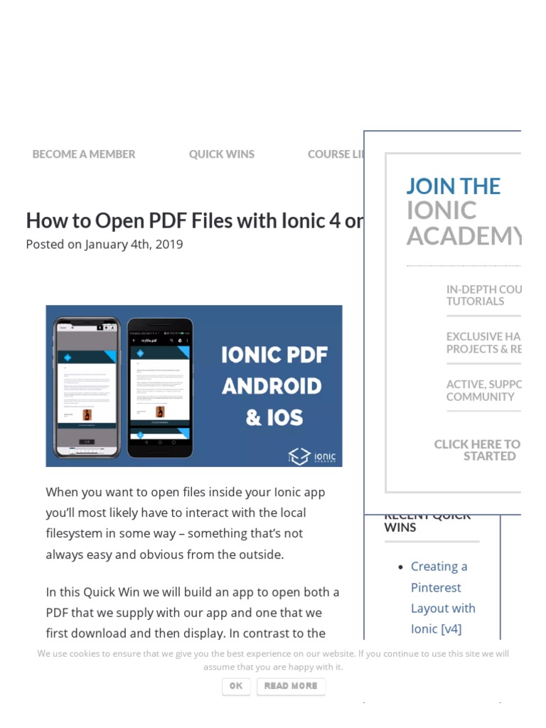 How To Open PDF Files With Ionic 4 On Android and IOS - Ionic AcademyIonic Academy | PDF | Ios ...