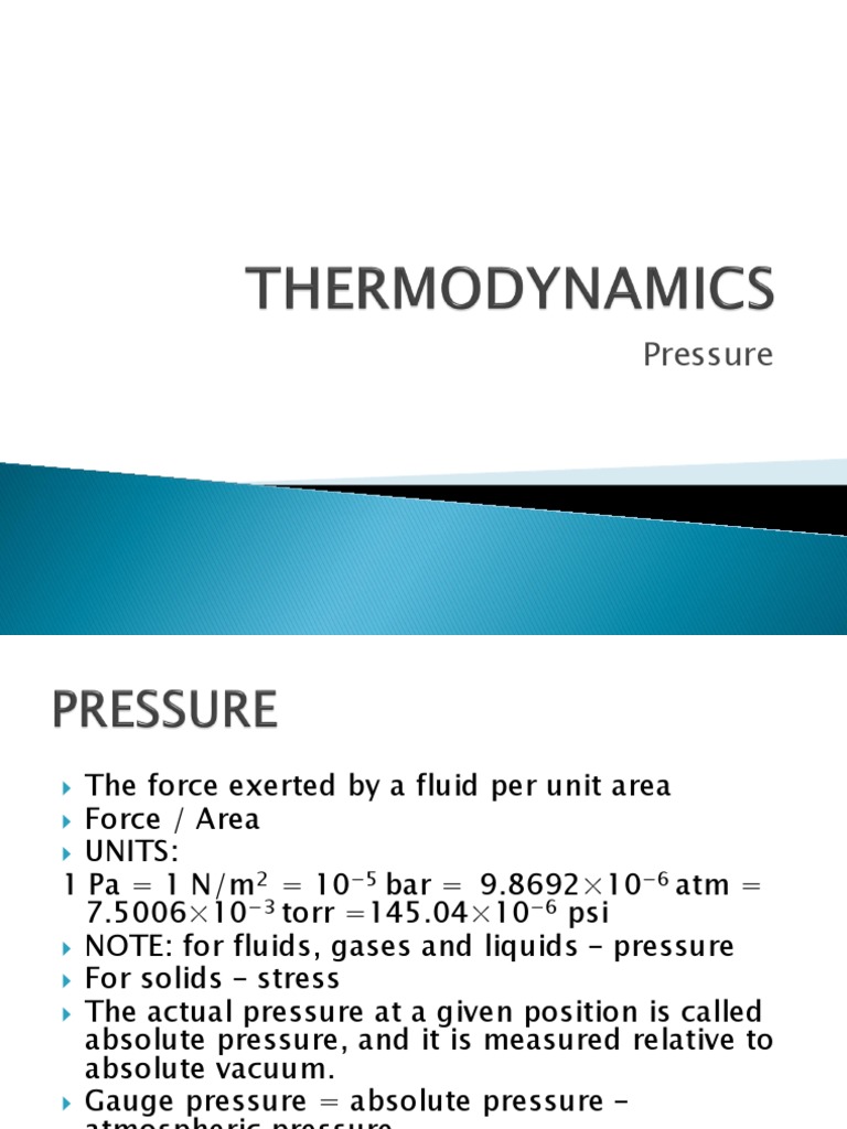 THERMODYNAMICS Pressure | PDF | Science & Mathematics