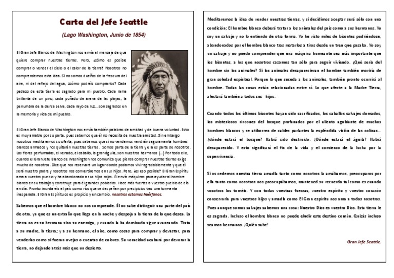 Carta Del Jefe Seattle | PDF