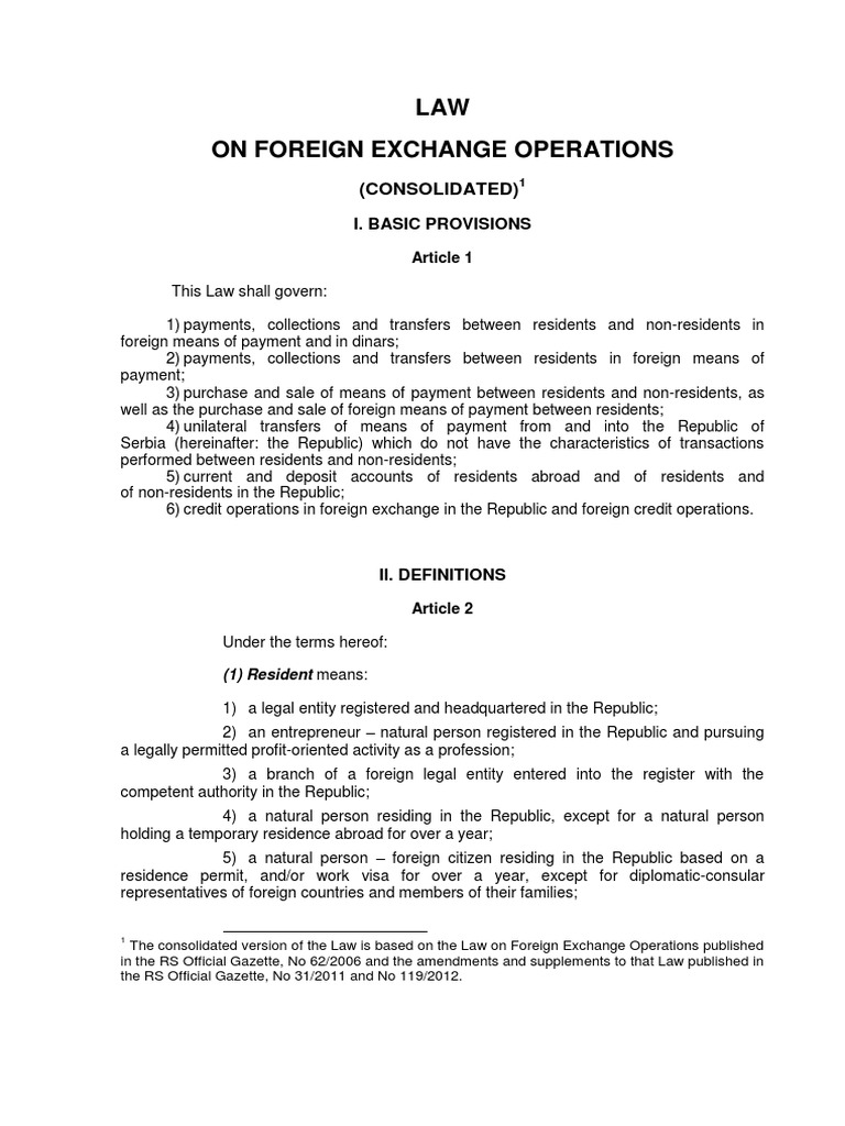 LAW On Foreign Exchange Operations: (Consolidated) | PDF | Credit ...