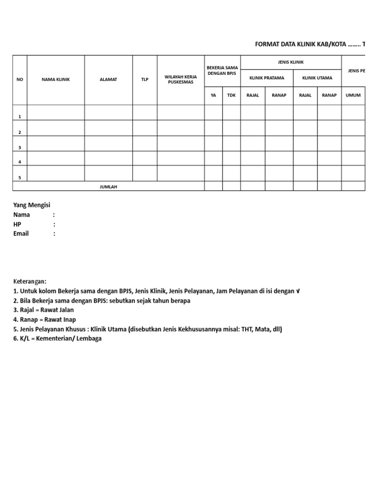 Format Permintaan Data Klinik | PDF