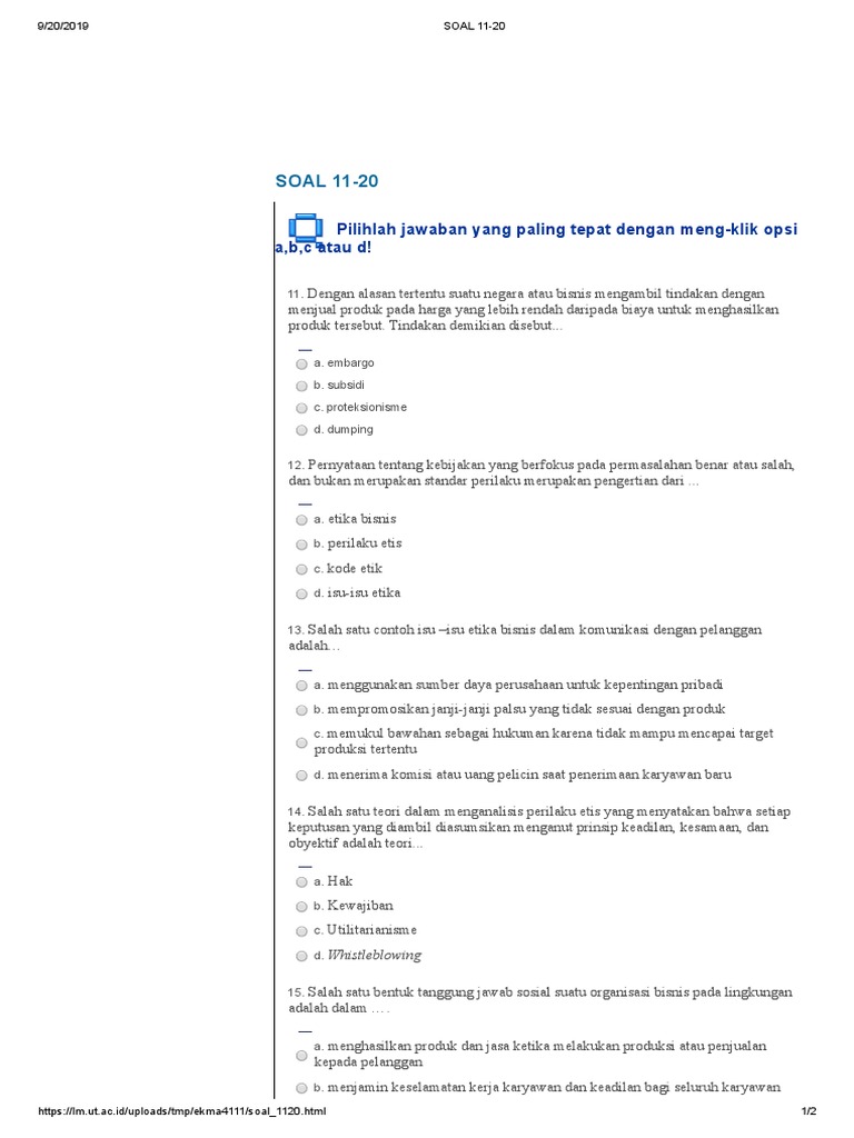 Soal 11-20 | PDF