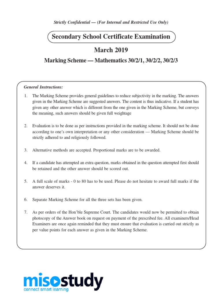Mathematics Marking Guide | PDF | Question | Elementary Mathematics