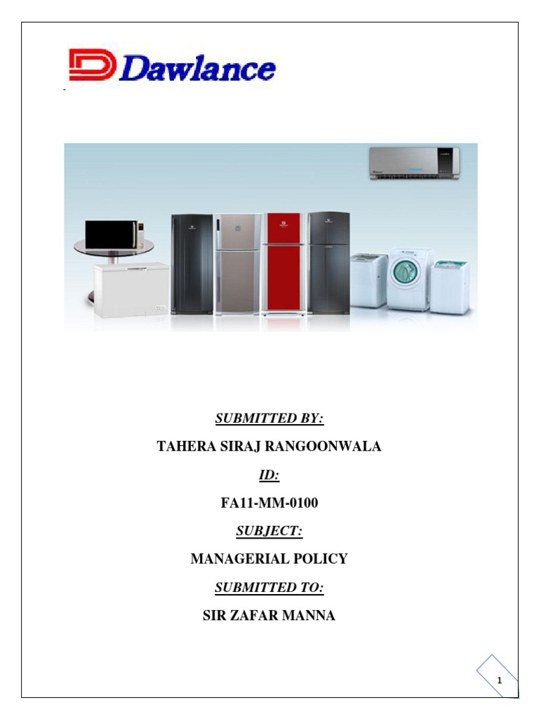 Report On Dawlance PDF | PDF | Refrigerator | Economies