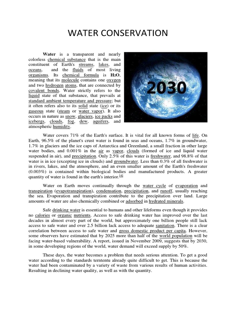 Water Conservation: Water Is A Transparent and Nearly | PDF | Ice | Water