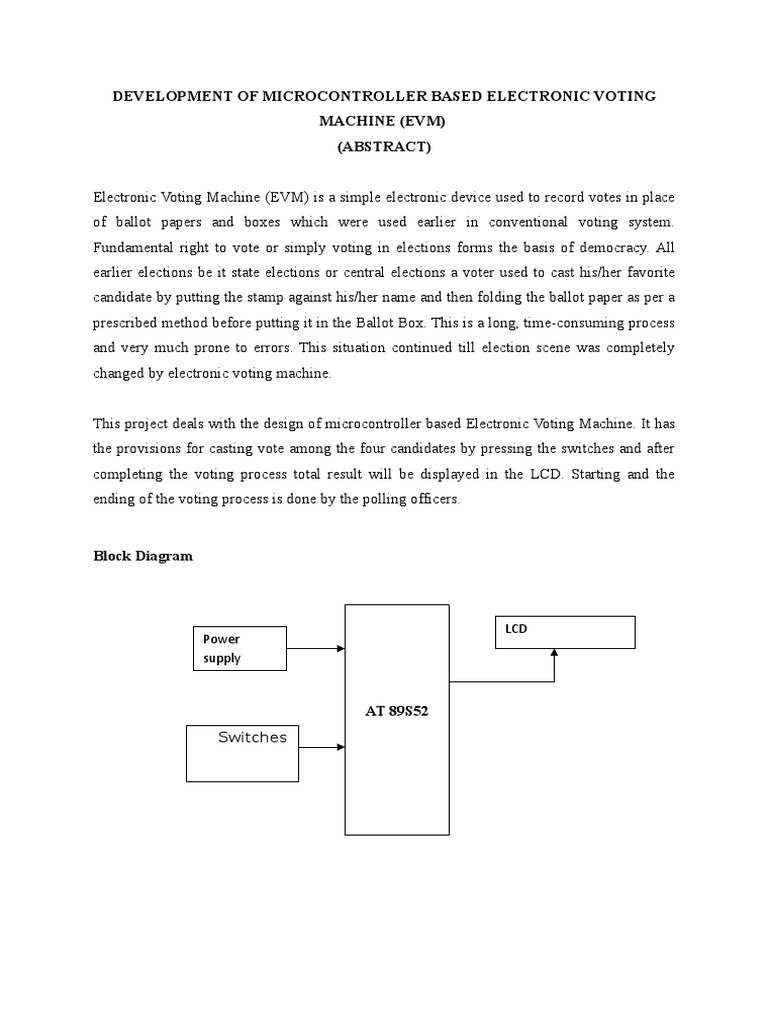 Development of Microcontroller Based Electronic Voting Machine (EVM) | PDF