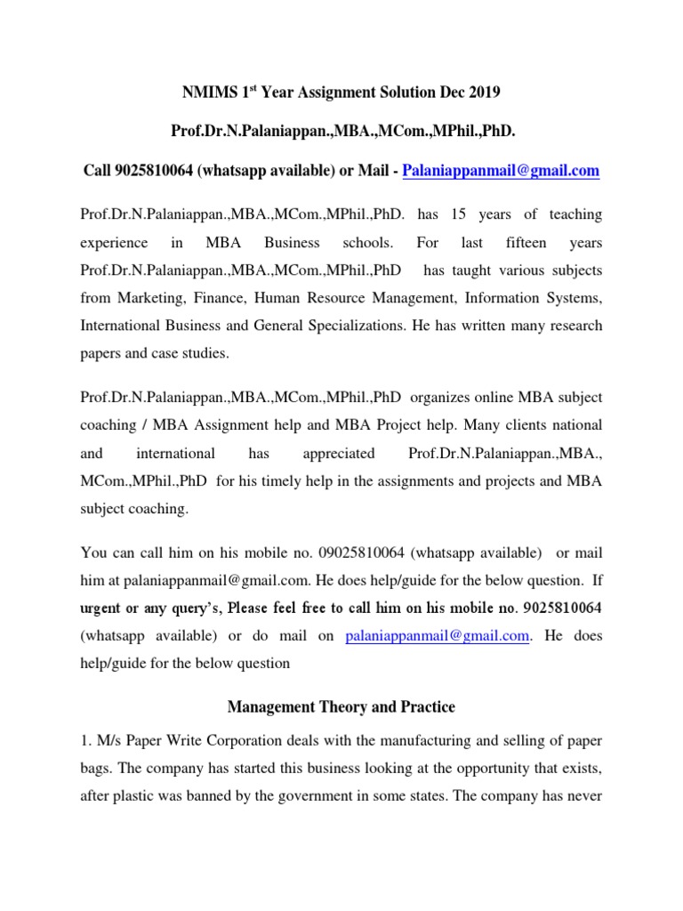 Get Solved NMIMS 1st Year Assignment Solution Call 9025810064 | PDF | Demand | Price Elasticity ...