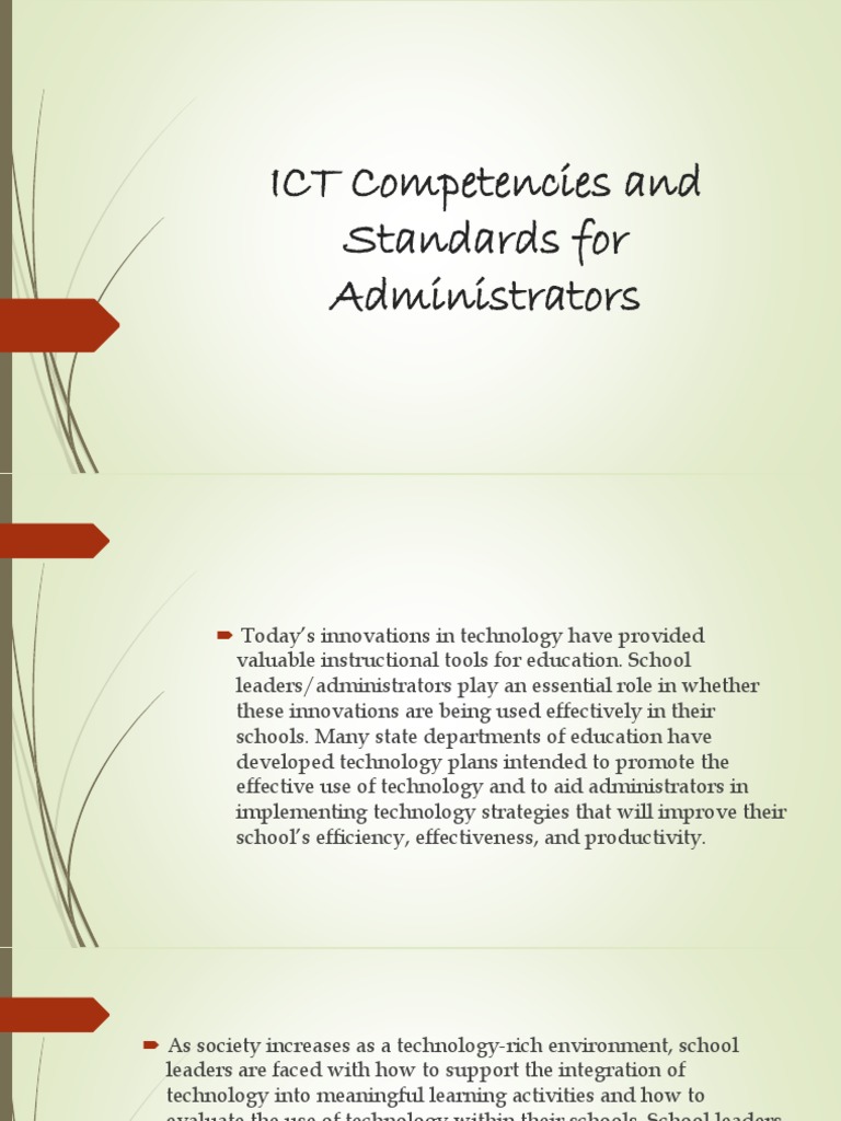 ICT Competencies and Standards For Administrators | PDF | Leadership ...