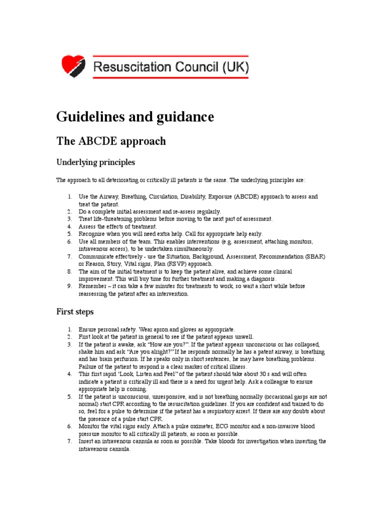 ABCDE Approach for Critical Patient Care | PDF | Shock (Circulatory ...