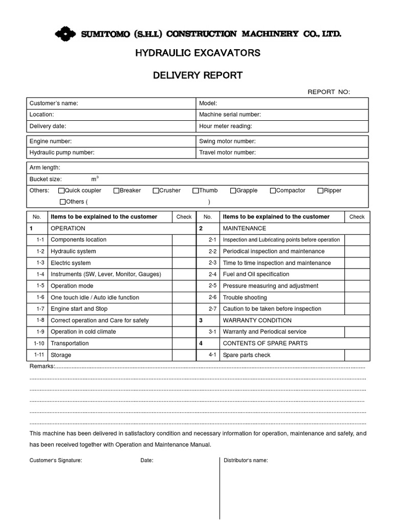 Delivery Report Form | PDF | Engines | Manufactured Goods
