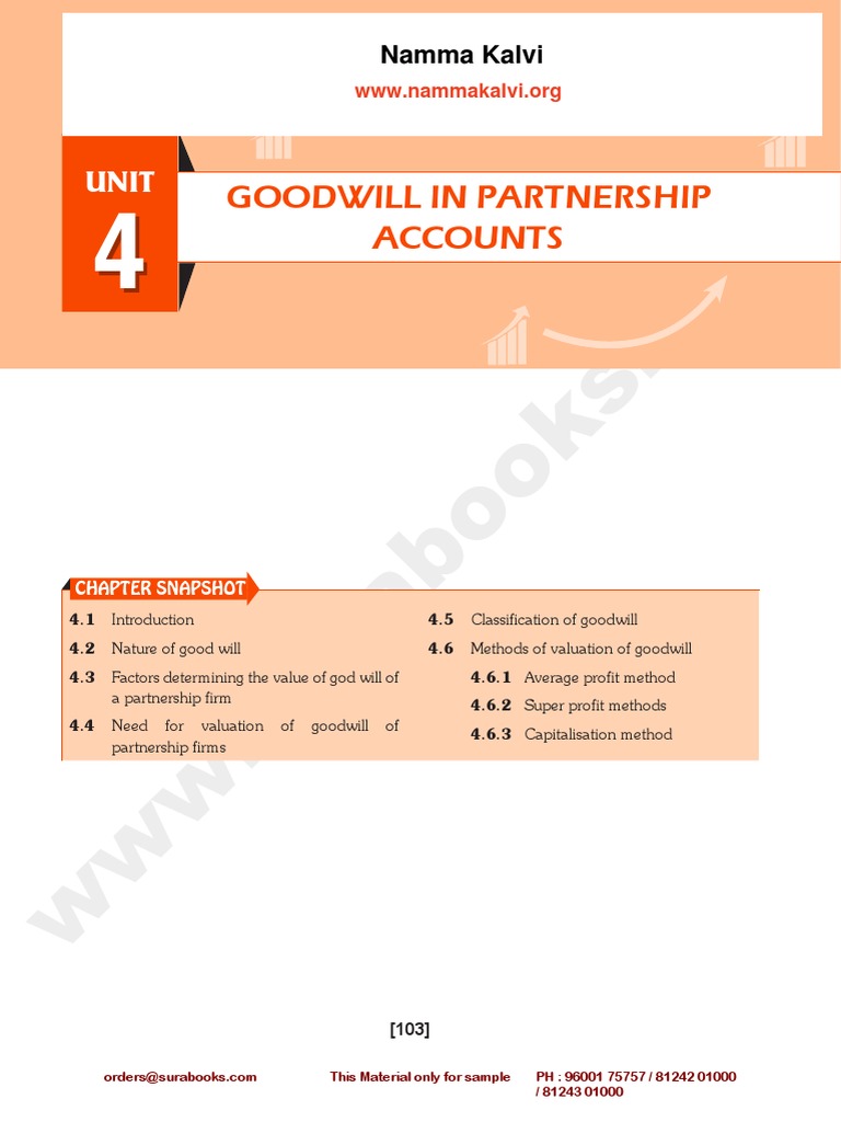 Namma Kalvi 12th Accountancy Unit 4 Sura English Medium Guide PDF | PDF | Goodwill (Accounting ...