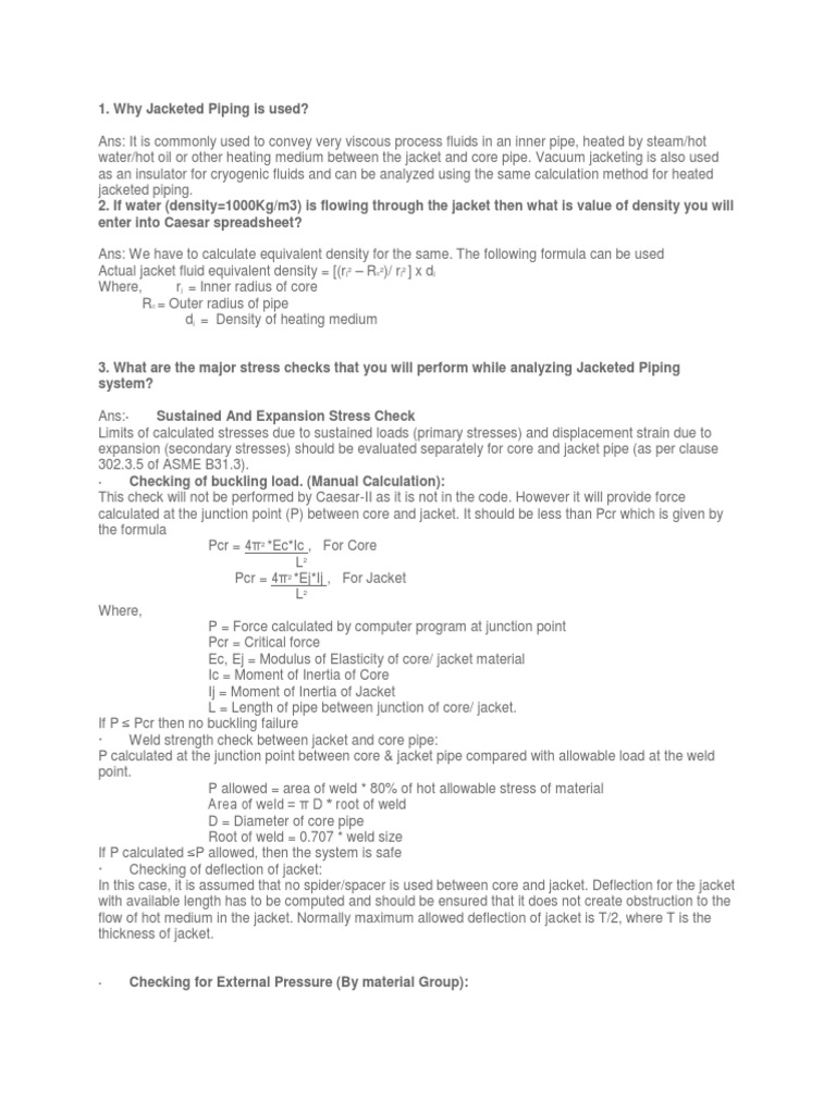 Q & A - Jacketed System | Download Free PDF | Stress (Mechanics) | Buckling