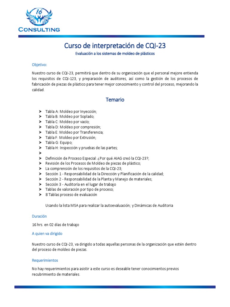 Temario CQI-23 | PDF