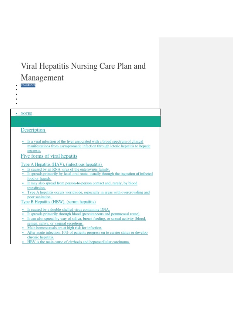 Viral Hepatitis Nursing Care Plan and Management: Description | PDF ...