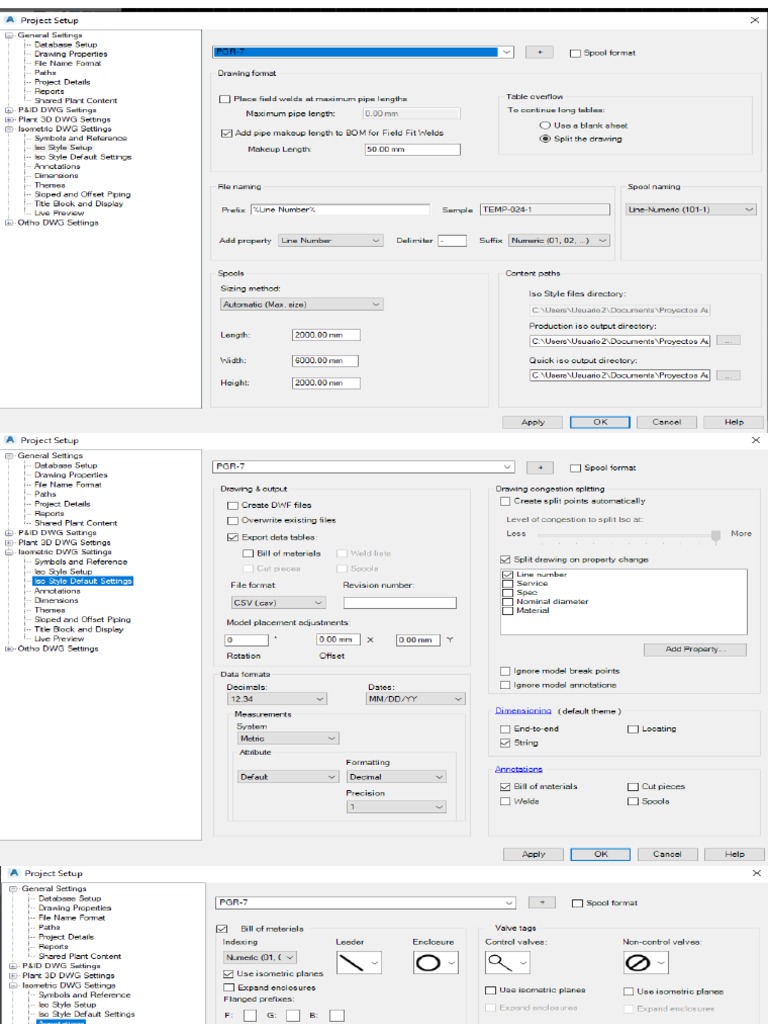 Configuracion de Iso Autocad Plant 3d | PDF
