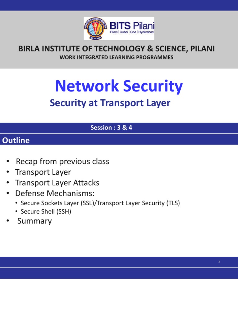 NetworkSecurity L3 - 4 TransportLayer PDF | PDF | Transport Layer Security | Secure Shell